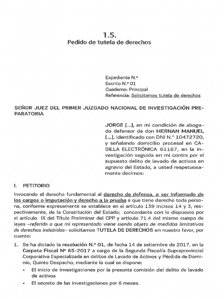 Solicitud de Tutela de Derechos | PDF | Procedimiento Criminal | Derechos