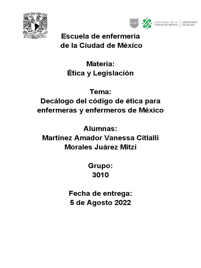 Codigo de Etica Resumen | PDF | Enfermería | Moralidad