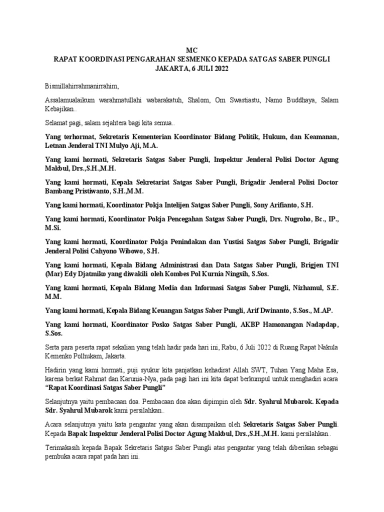 Contoh MC Formal | PDF | Ilmu Sosial