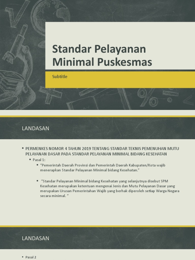 Standar Pelayanan Minimal Puskesmas | PDF