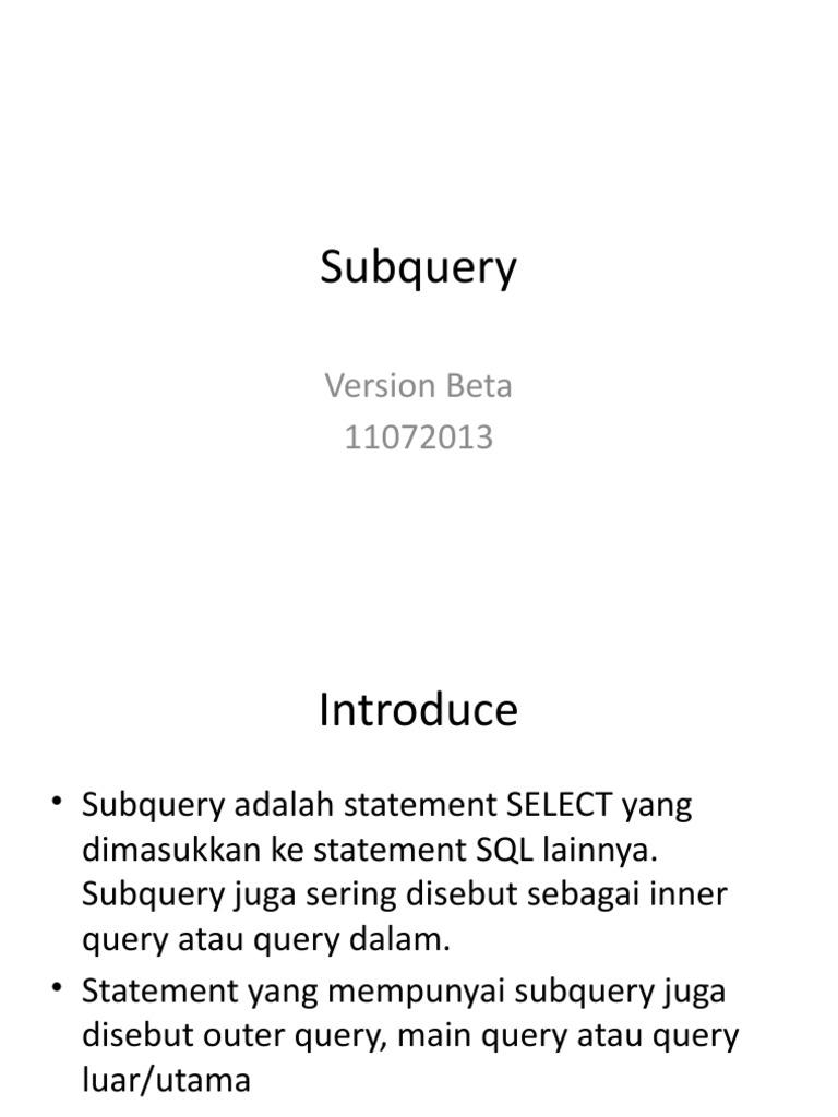Basis Data Subquery | PDF