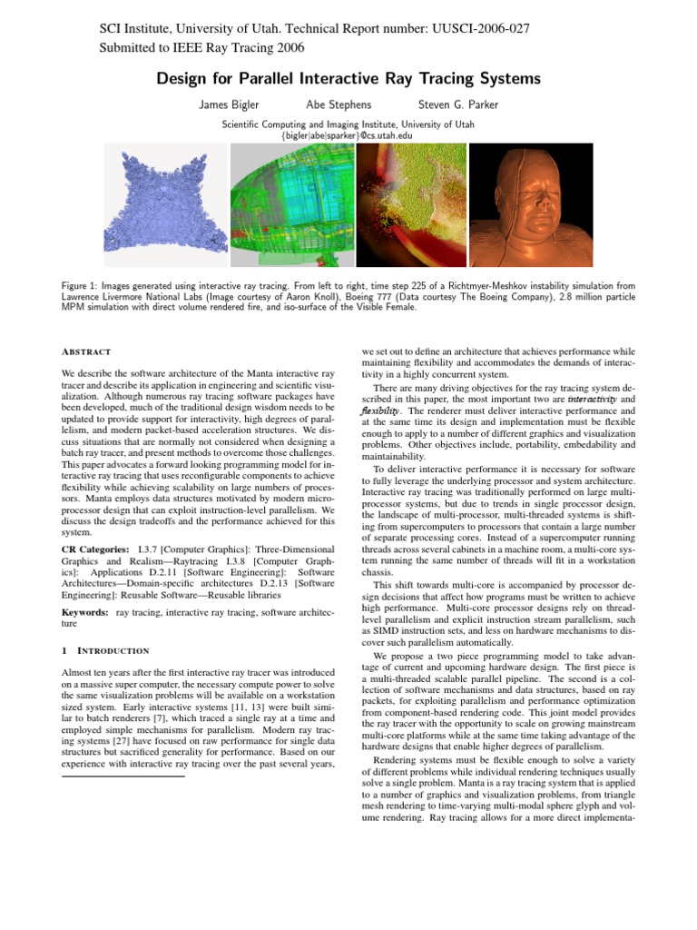 Design For Parallel Interactive Ray Tracing Systems Using A Scalable