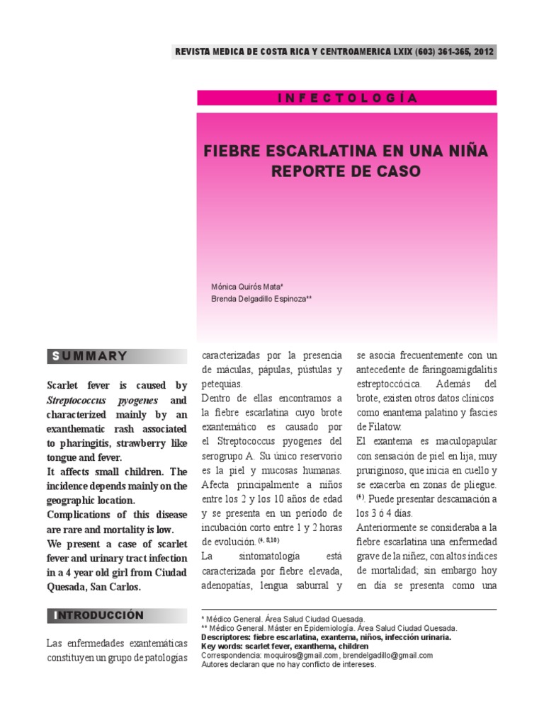 Fiebre Escarlatina | PDF | Epidemiología | Salud pública