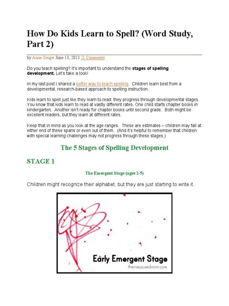 How Do Kids Learn To Spell - PART 2 | PDF | Cognitive Science | Writing