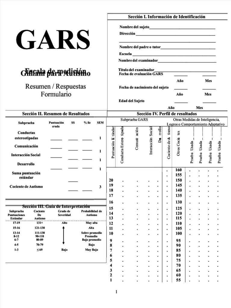 PDF Gars Gilliam Autism Rating Scale DL | PDF | Comportamiento | Sicología