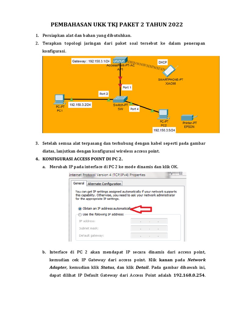 Pembahasan Ukk TKJ Paket 2 Tahun 2022 | PDF