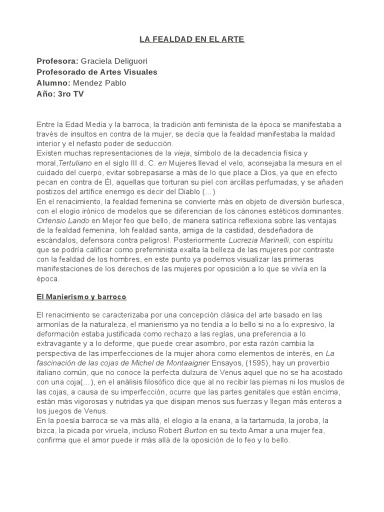 La Fealdad en el Arte Barroco | PDF | Barroco | Renacimiento