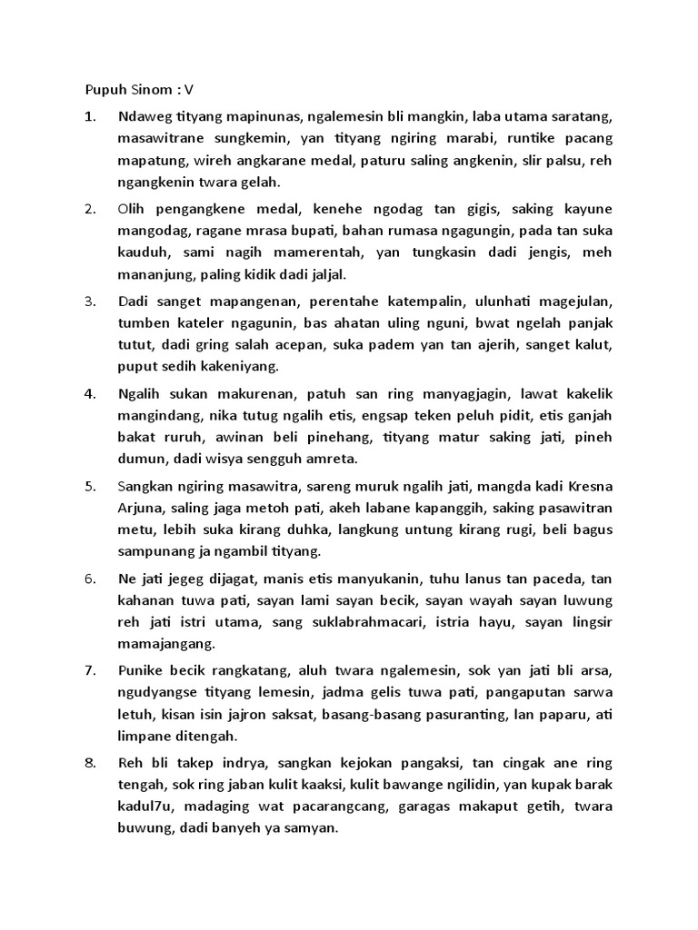 Pupuh Sinom: Karya Sastra Bali | PDF