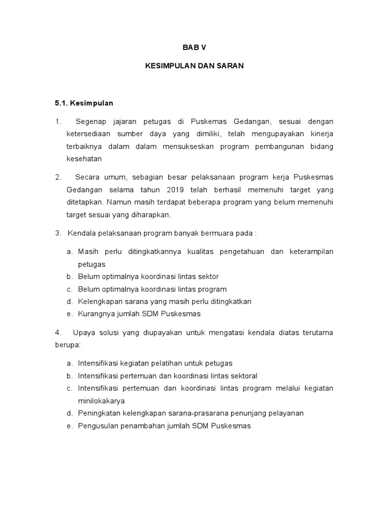 Bab V Kesimpulan Dan Saran Laporan Tahunan | PDF