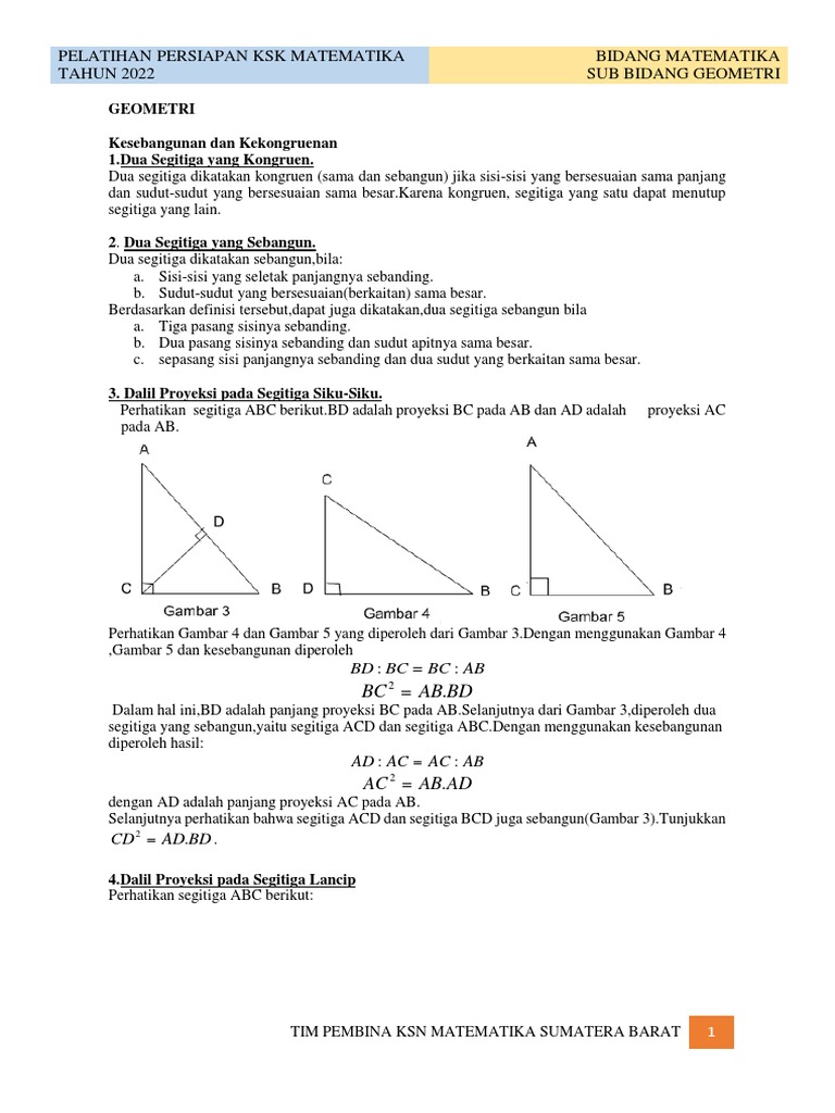 Dalil dan Proyeksi Geometri Segitiga | PDF