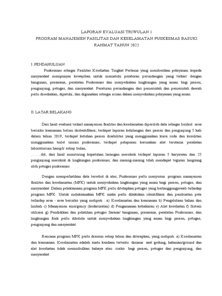Evaluasi Program MFK Puskesmas 2022 | PDF