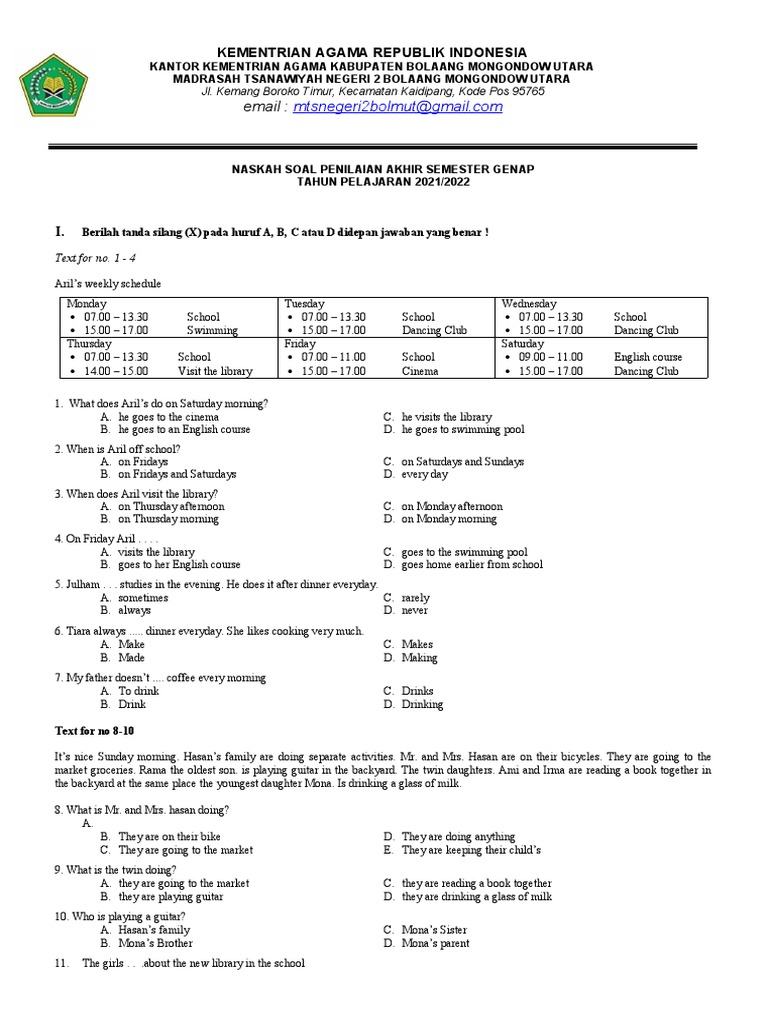 Soal Semester Genap Kelas 8 | PDF