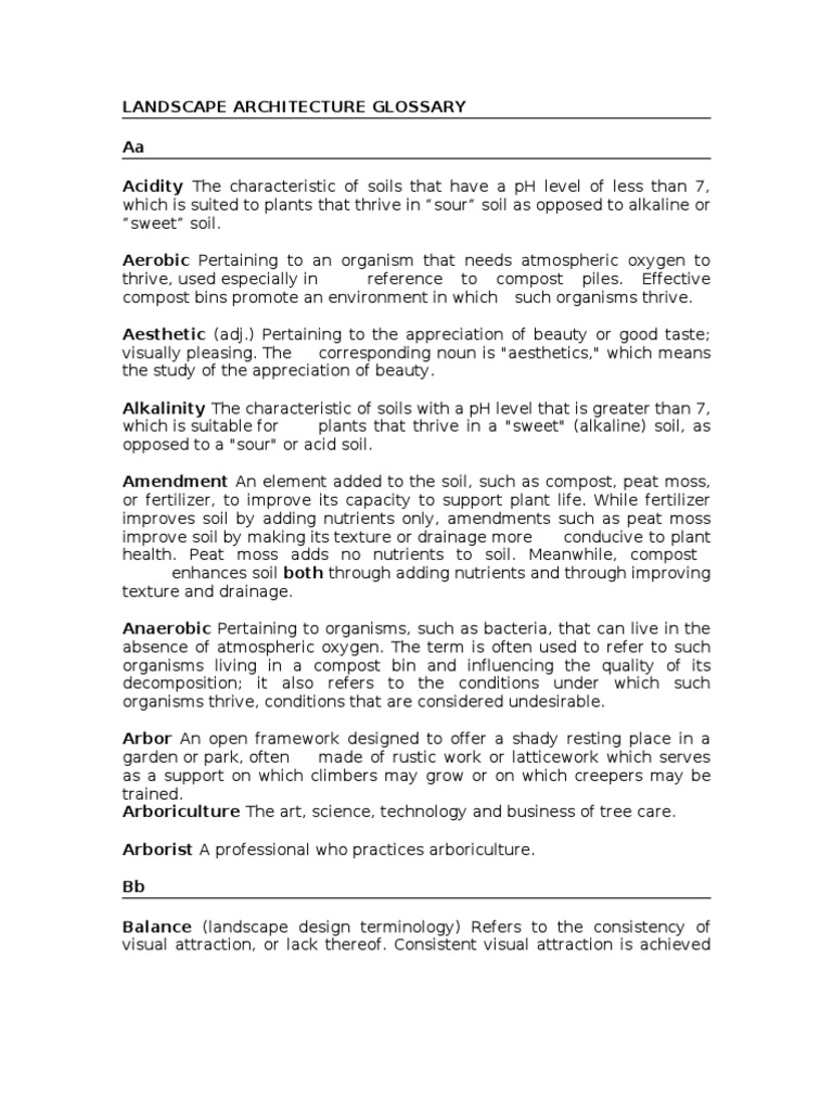 Landscape Architecture Glossary | PDF