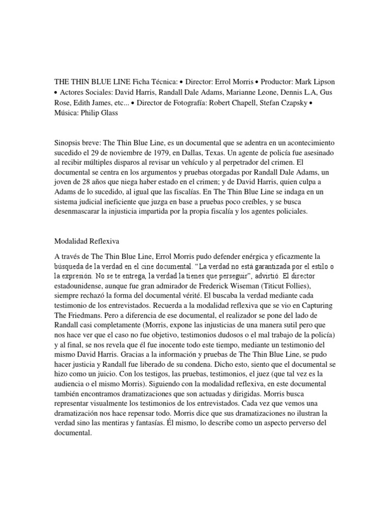 The Thin Blue Line | PDF