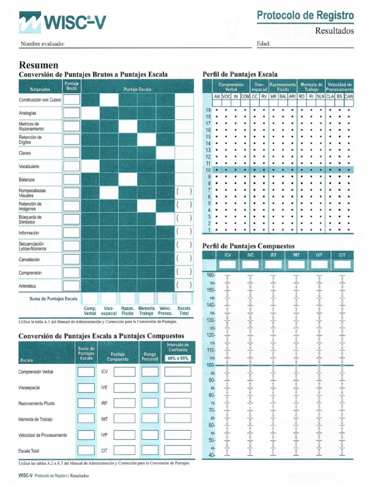 Protocolo WISC V | PDF