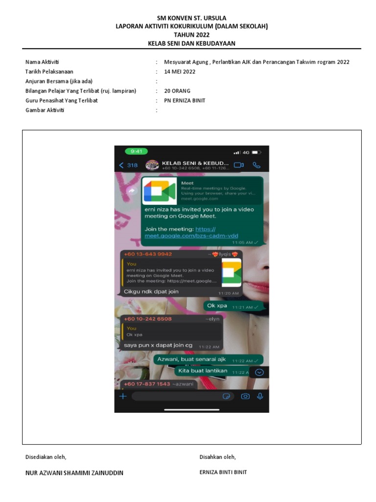Dalam Sekolah - Contoh Format Laporan Aktiviti Kokum 2022 | PDF