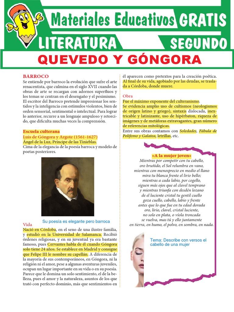 Góngora y Quevedo: Barroco y Escuela | PDF | Poesía