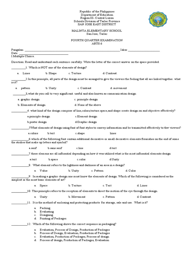 4th Quarter Examination - Grade 6 | PDF | Volcano | Lava