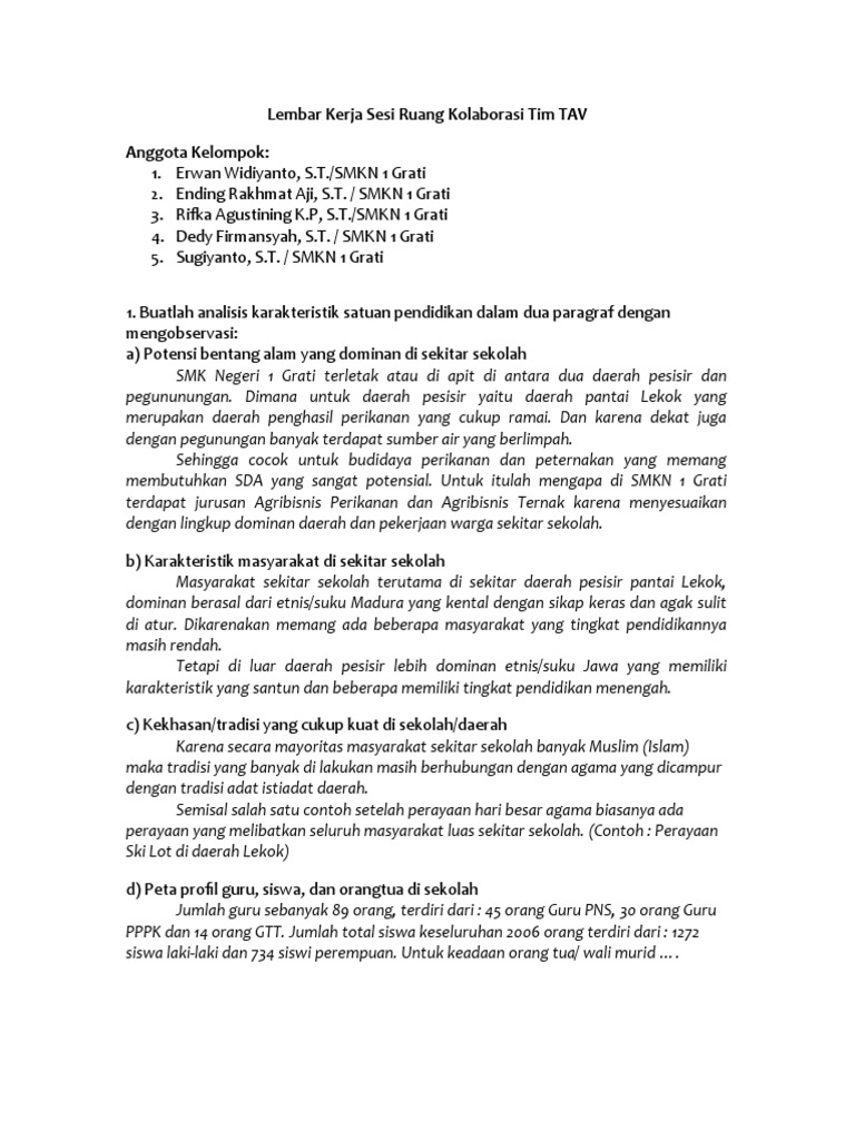 Lembar Kerja Sesi Ruang Kolaborasi (KOSP 1) - TAV | PDF