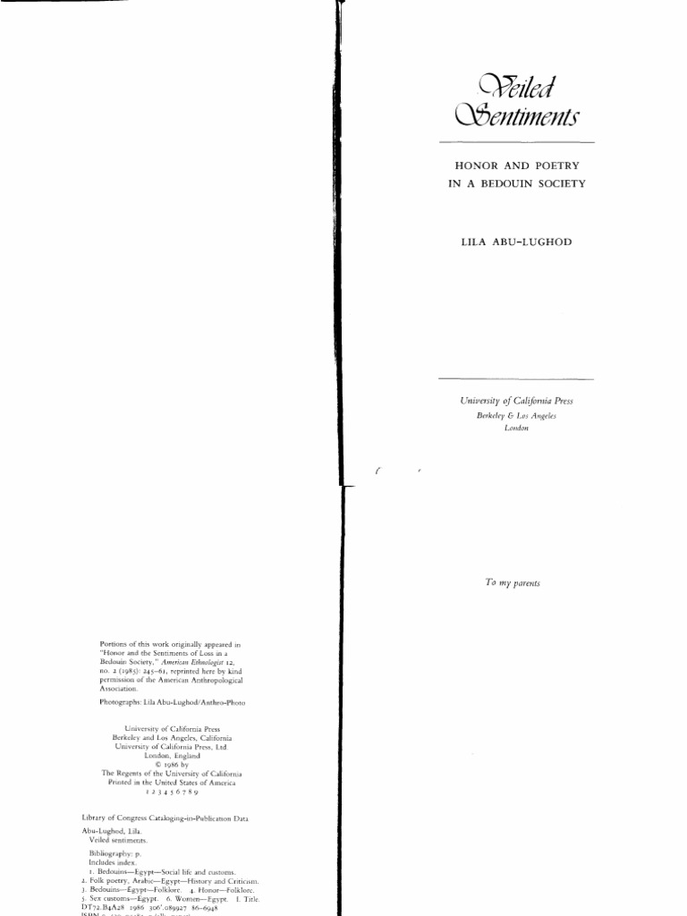Veiled Sentiments (Abu Lughod) | PDF | Arabic | Phoneme