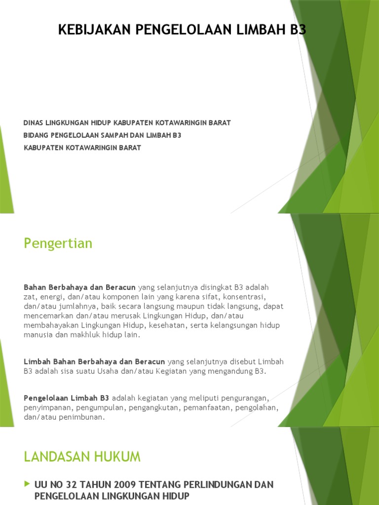 Arah Kebijakan Pengelolaan Limbah B3 | PDF