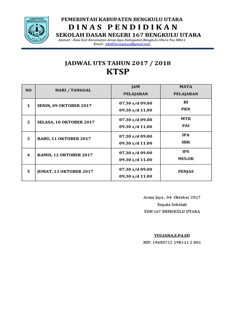 Jadwal Uts 2017 | PDF