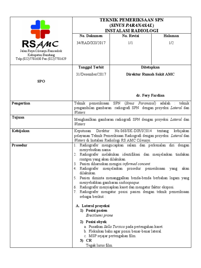 Teknik Pemeriksaan SPN Radiografi | PDF