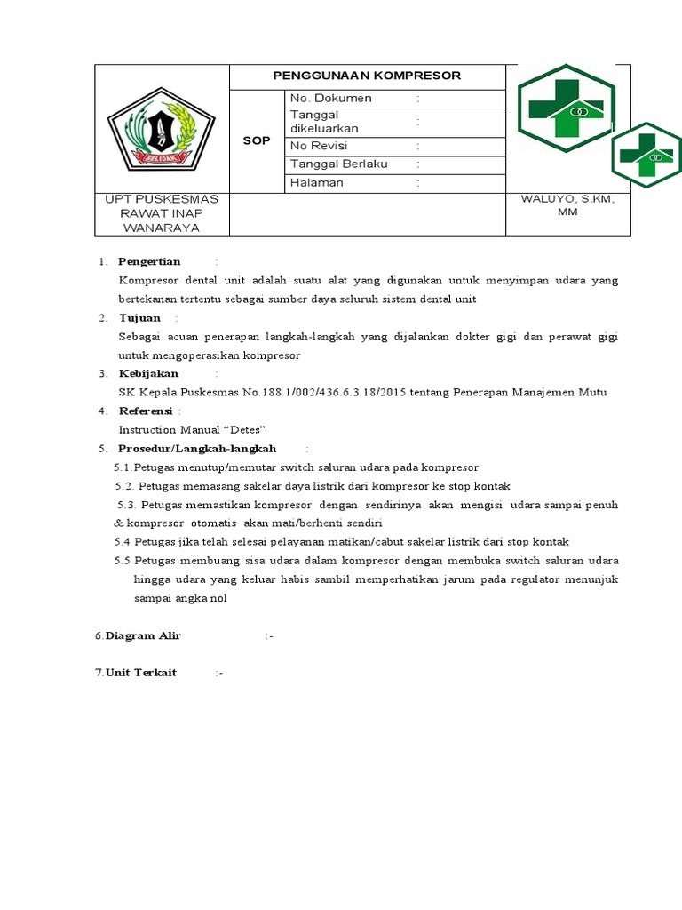 Sop Penggunaan Kompresor | PDF