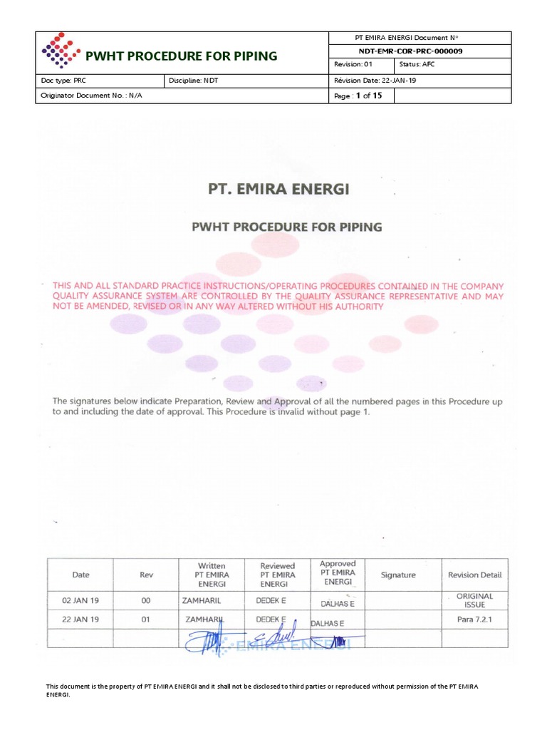 PWHT Procedure - Elmira Energi | PDF | Thermal Insulation | Thermocouple