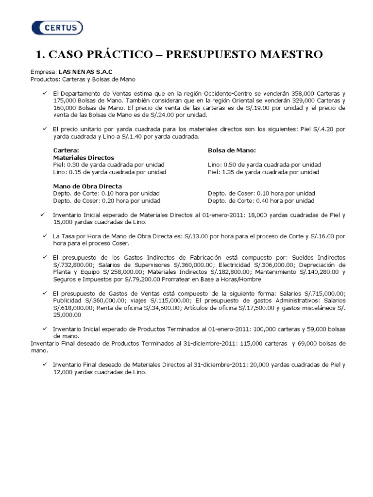 Caso Practico Dirigido - 020722 | PDF | Presupuesto | Economias