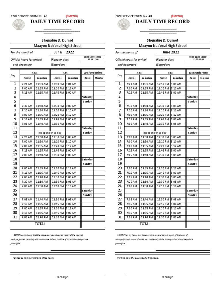 CIVIL SERVICE FORM No. 48 | PDF