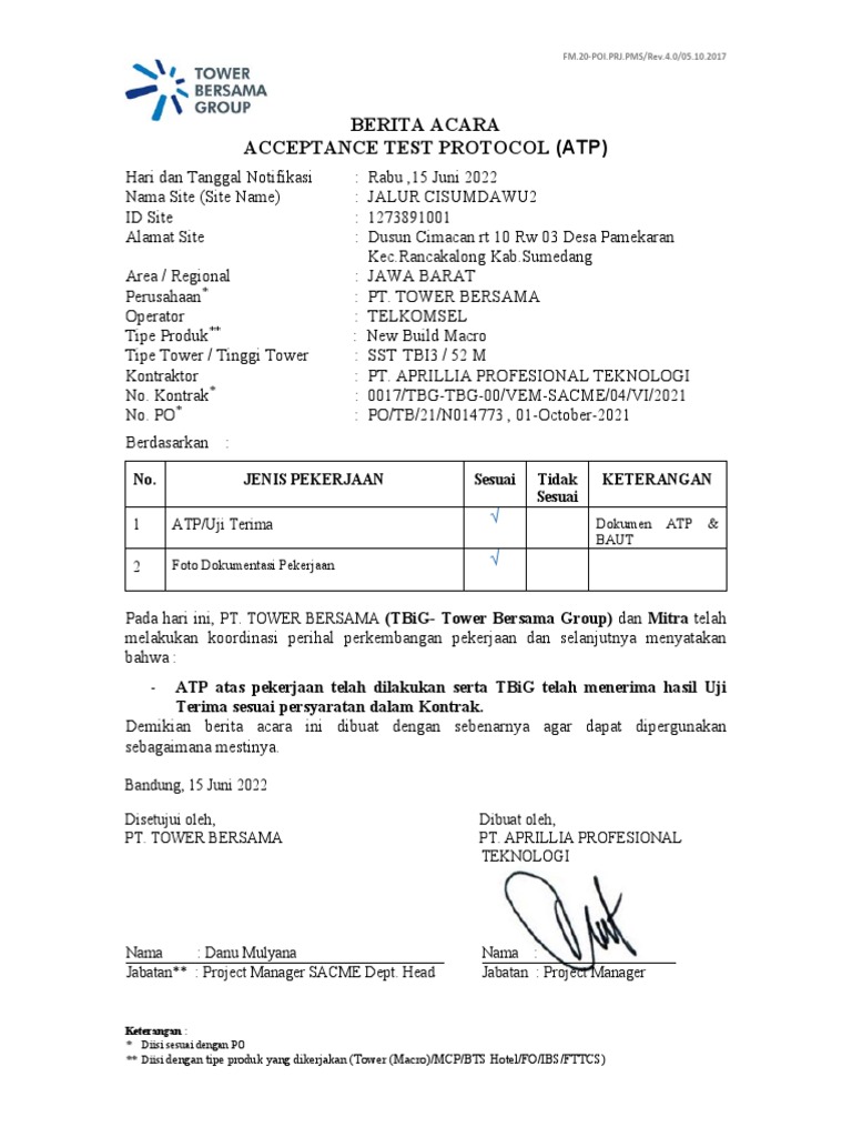 BA ATP - Rev | PDF | Teknologi & Rekayasa