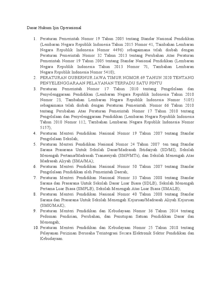 Persyaratan Ijin Operasional | PDF