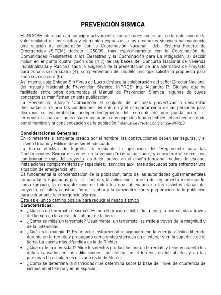 Prevención Sísmica 1 | PDF | Temblores
