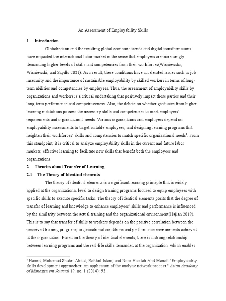Employability Skills Assessment Report | PDF | Learning | Employment