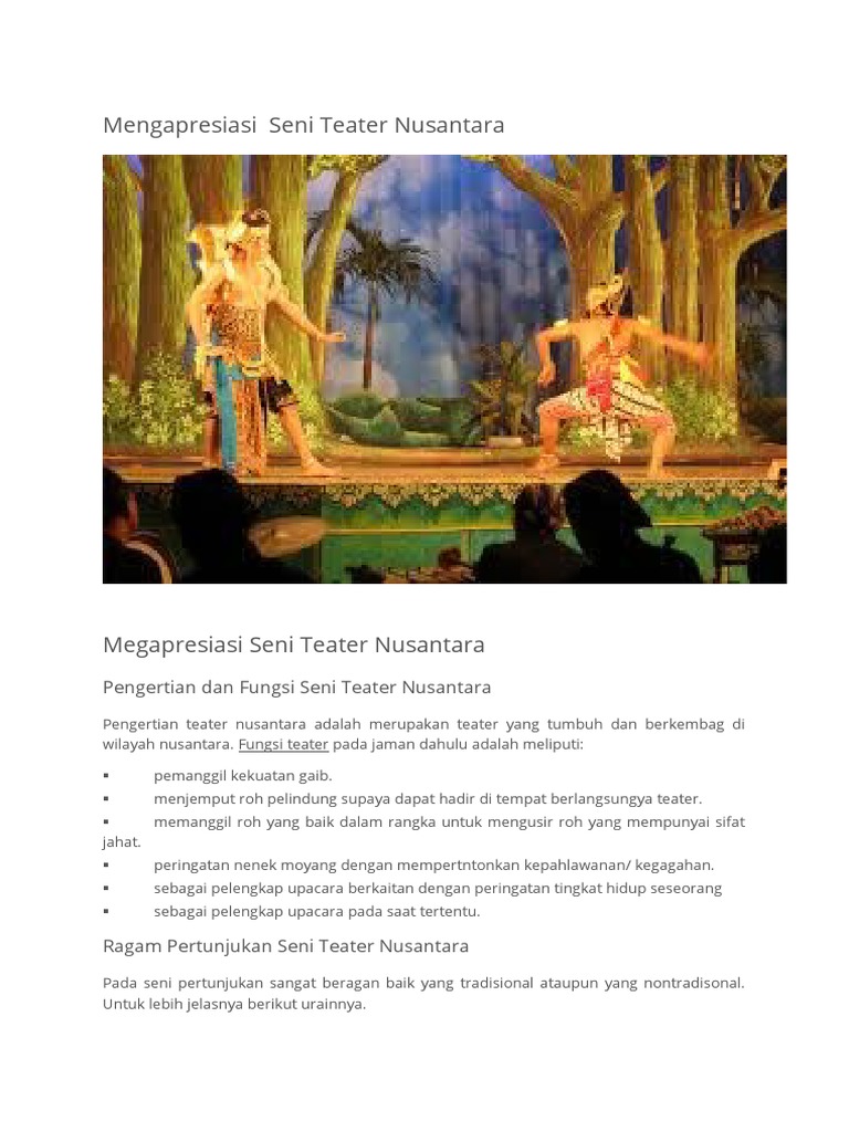 K.D 3.6 Apresiasi Seni Teater Nusantara | PDF | Seni