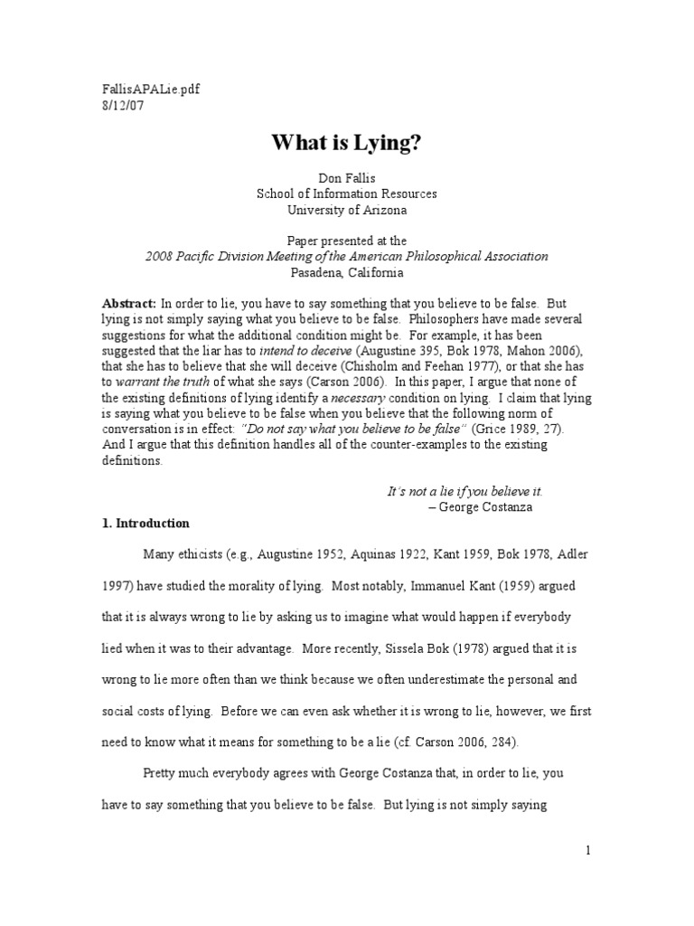 What Is Lying | PDF | Lie | Deception