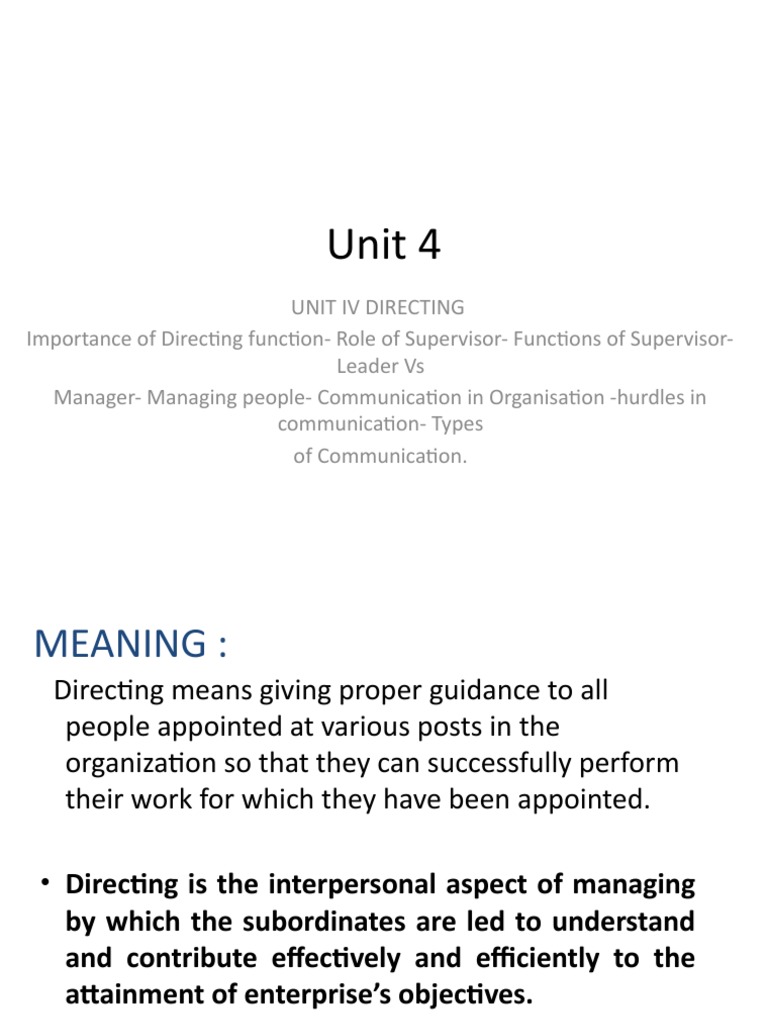 Principles of Directing in Management | PDF | Communication | Leadership