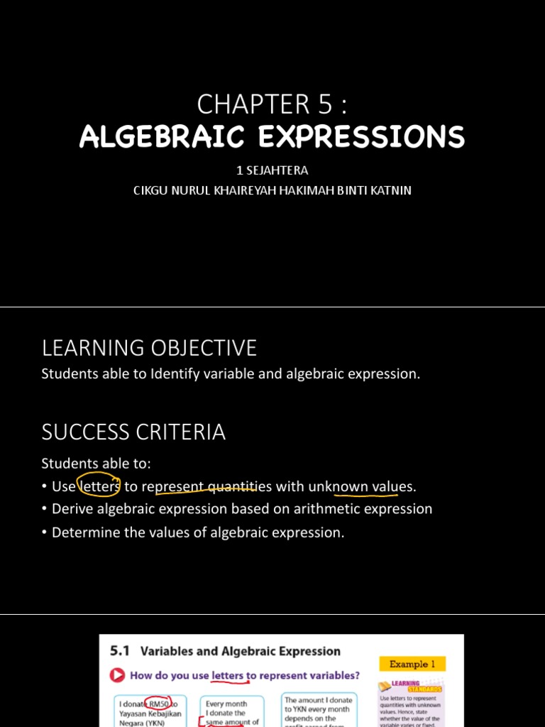 Algebraic Expression Part 1 | PDF