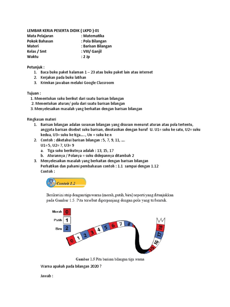 LKPD 8 Pola Bilangan | PDF