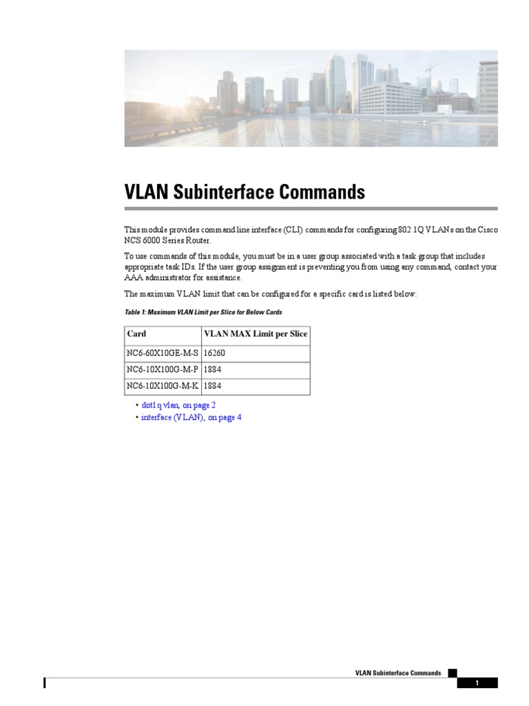 VLAN Subinterface Commands: VLAN MAX Limit Per Slice Card | PDF ...