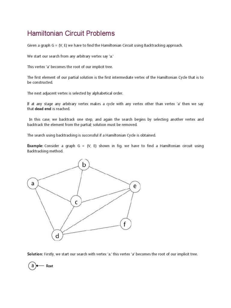 Hamiltonian Circuit Problems Using Backtracking Pdf Vertex Graph Theory Algorithms