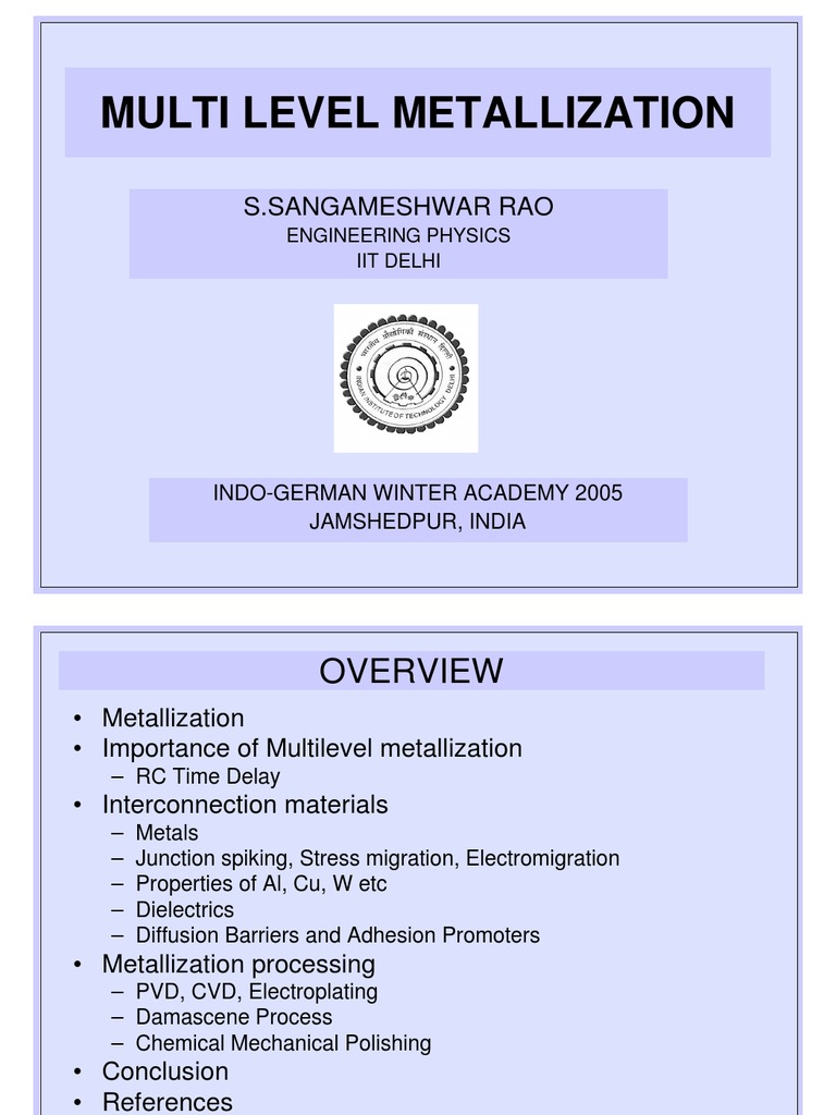 Multilevel Metallization | PDF | Chemical Vapor Deposition | Thin Film