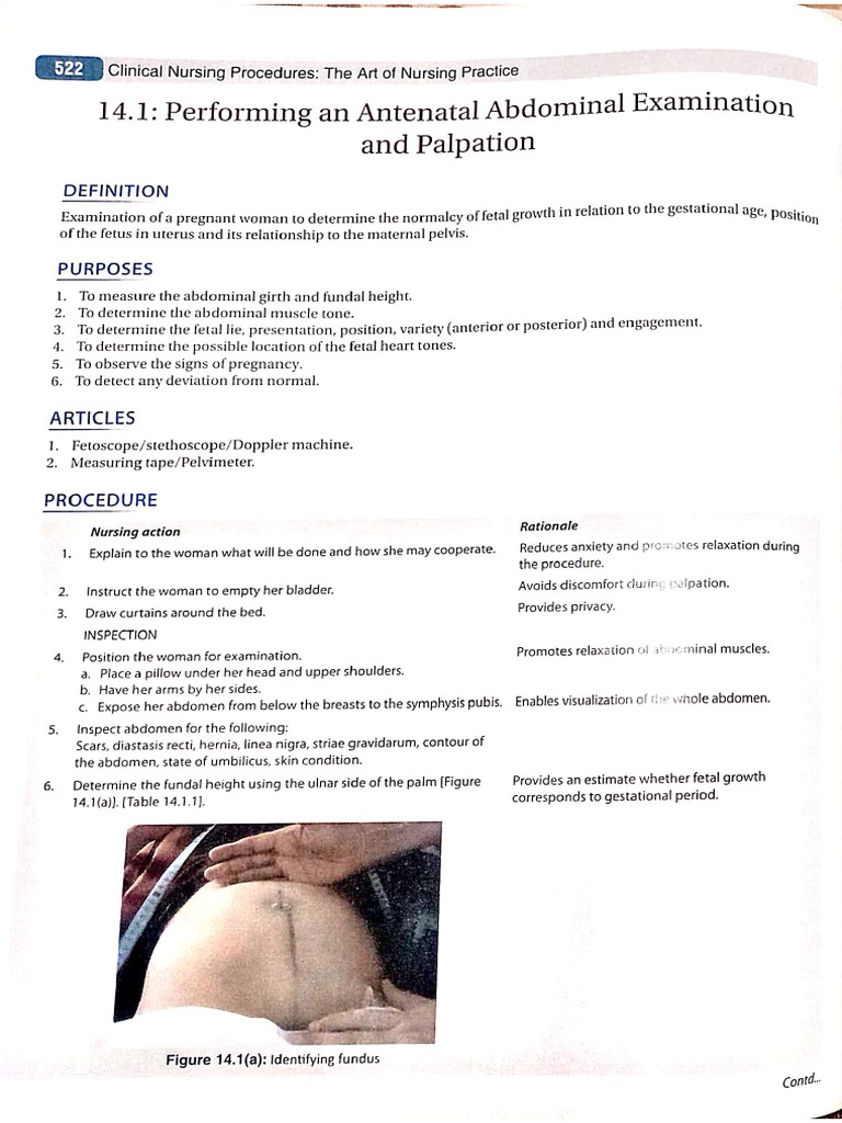 Obg Antenatal Abdominal Examination Palpation | PDF