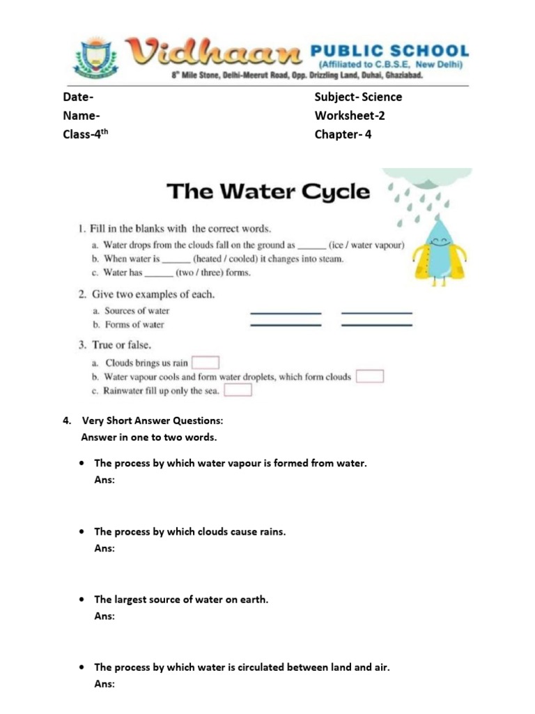 Science Worksheet For Class 4th | PDF | Science & Mathematics