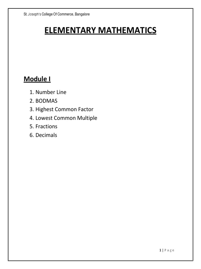 Elementary Mathematics Worksheet20 Pdf Mathematics Arithmetic