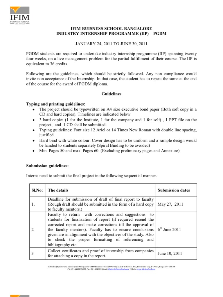 IIP Fianl Report Guidelines | PDF | Business | Science