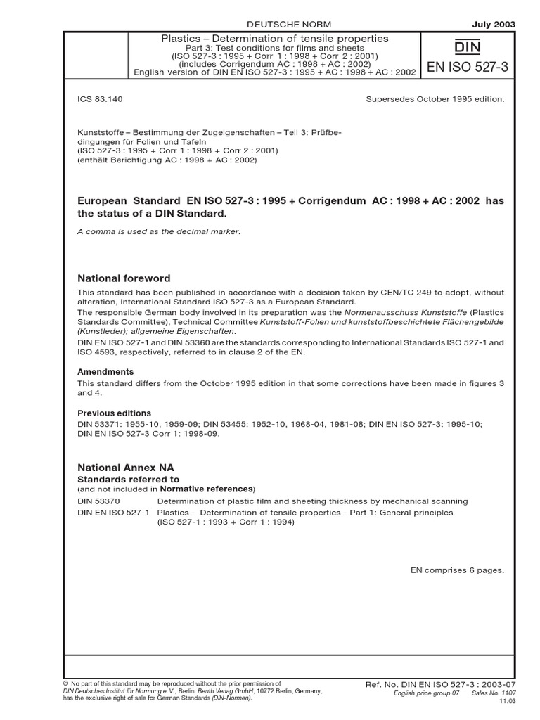 Iso 527-3 | Download Free PDF | International Organization For ...