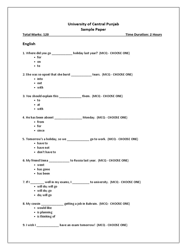 UCP Admission Test Sample Paper | PDF | Tangent | Polarization (Waves)