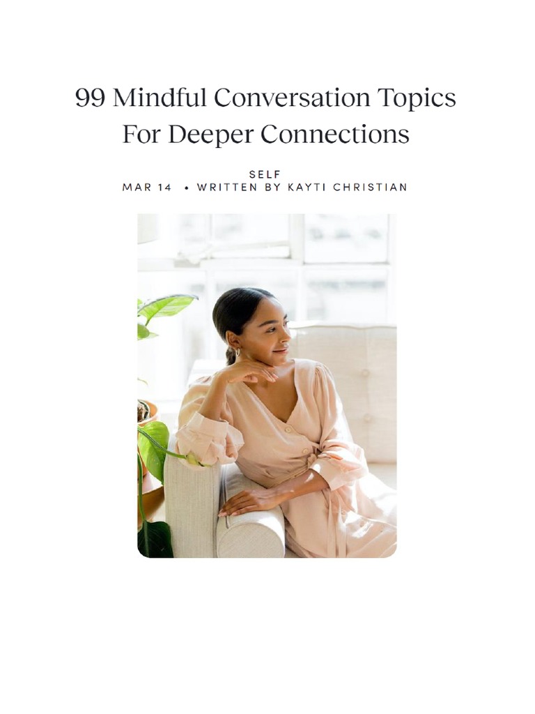 99 Mindful Conversation Topics For Deeper Connections | PDF